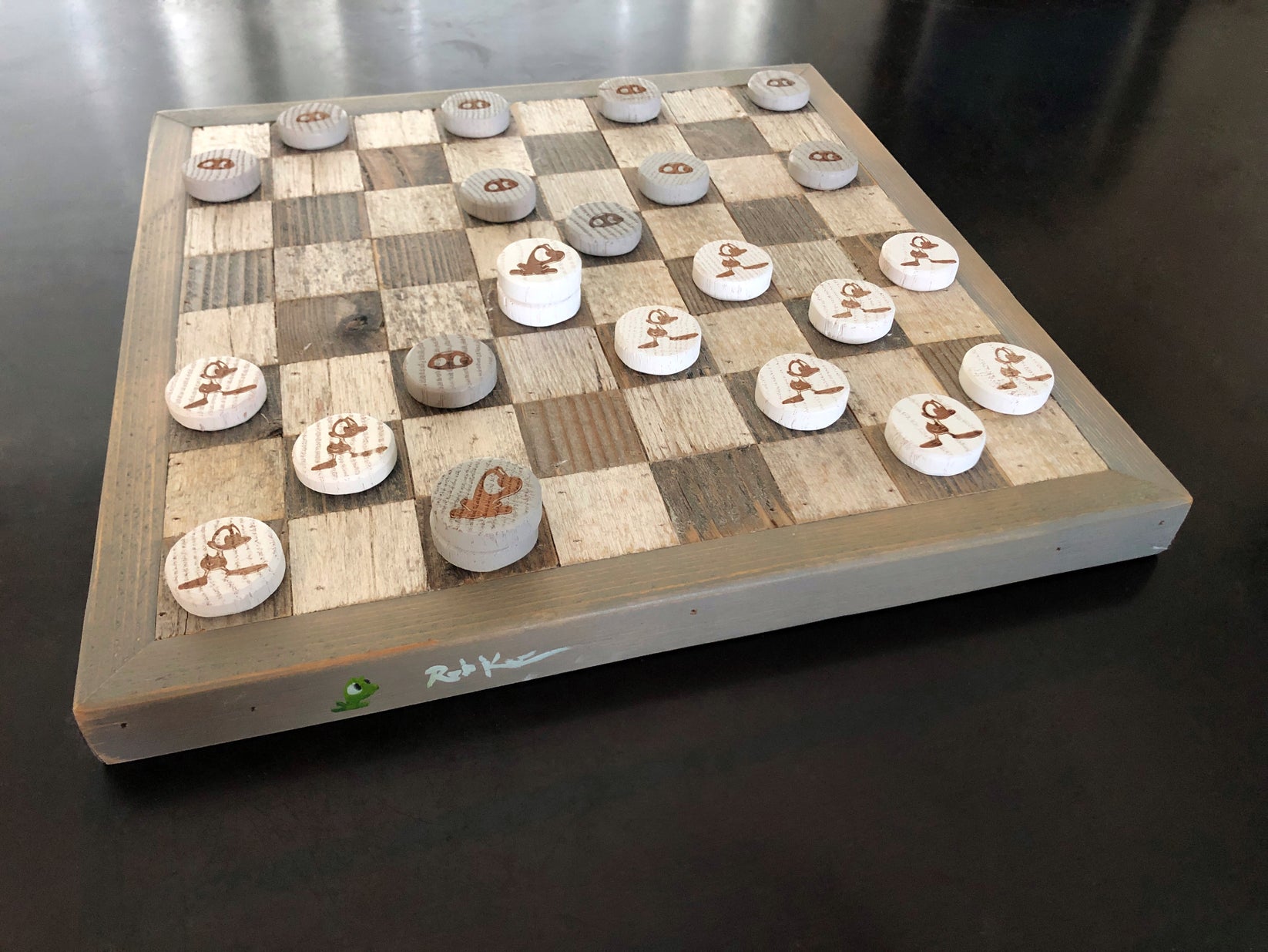 Handmade Reclaimed Barn Wood Checkers Game – Rob Kaz Art
